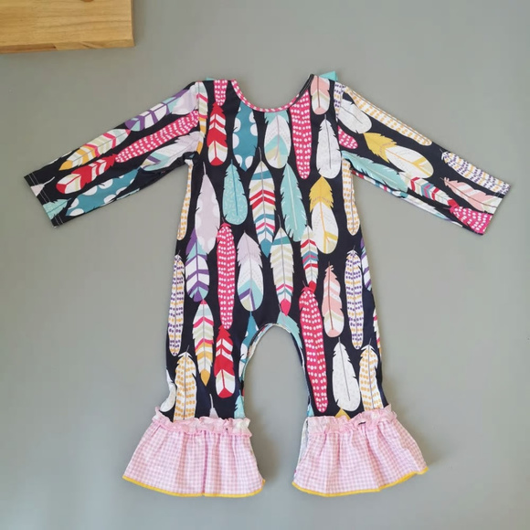 One Pieces | Boutique Feather Baby Girls Ruffle Romper Jumpsui | Poshmark